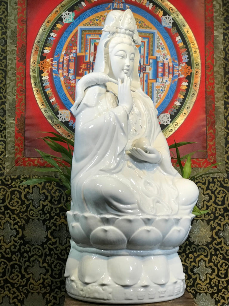 Porcelain Seated Quan Yin Statue 29" – Routes Gallery