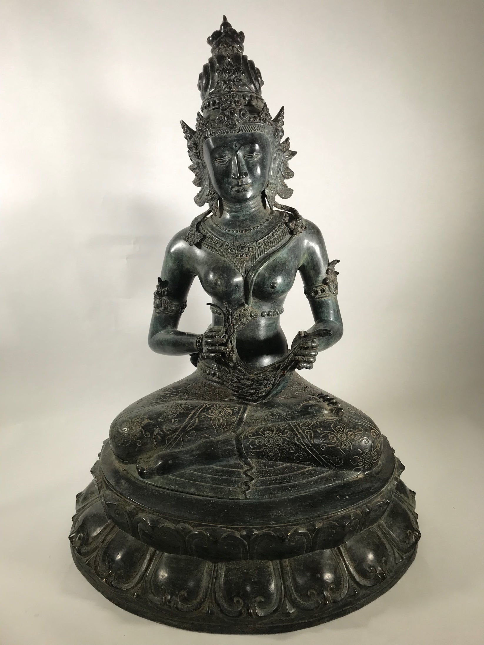 Seated Brass Devi Sri Plant Fertility Goddess 27" – Routes Gallery Inc